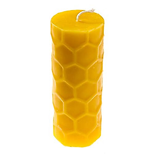 Alternative Imagination 100% Pure Beeswax Pillar Candle (2x6 Inch), 60 Hour, Honeycomb Design, Hand-Poured, Made in USA