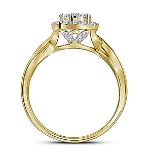 14kt Yellow Gold Womens Round Diamond Cluster Bridal Wedding Engagement Ring Band Set 1.00 Cttw