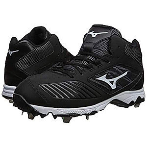Mizuno 9-Spike Advanced Sweep 4 Mid Womens Metal Softball Cleat Black-White 11
