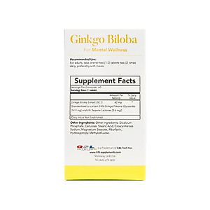 GSL Technology Ginkgo Biloba | 60MG of Ginkgo Biloba 50:1 Extract (Equivalent to 3000MG Per Tablet) | Made in USA (60 Tablets)