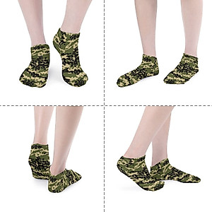 Mens Boys Ankle Low Cut No Show Socks Army Green Camouflage Funny Saying Colorful Crazy Cool Casual Sports Short Tab Socks Gift Black
