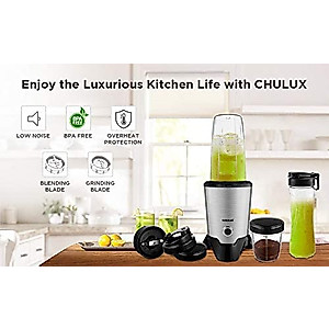CHULUX 1000 Watt High Speed Bullet Blender for Shakes and Smoothies Countertop Kitchen Blender for Frozen Fruit & Veggies Capacity with 35OZ & 15OZ Two Blending Cups and One 20OZ Travel Bottle