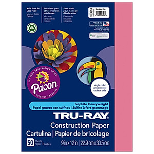 Tru-Ray® Construction Paper, 50% Recycled, 9" x 12", Shocking Pink, Pack of 50
