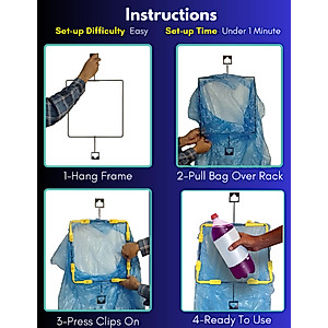 Hanging trash bag holder stand collapsible metal support rack for 20-33 gallon trash bags Portable waste bin for camping leaves laundry storage party picnic and outdoor trash can includes carry bag