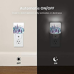 LED Night Light 2 Pack, Decorative Plug-in Lights by Night with Smart Auto Dusk to Dawn Sensor Cute Nightlights for Bedroom, Kitchen, Kids Room Nursery, Hollway, Stairway, Bathroom (Lavender)