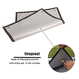 Hikeman Fire Pit Mat Silicone Fireproof Table Top Fireplace Bowl Pad Portable firepit Accessory for Outside Campfire Grill Camping Stove to Protect Deck Lawn from Popping Embers (L 41"x23")