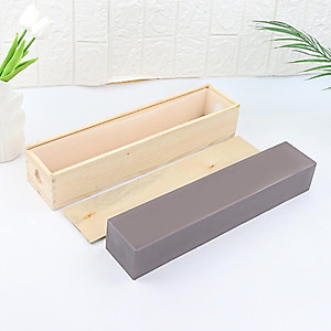 Silicone Soap Mold - Flexible Rectangular Loaf Mold with Wood Box and Wood Lid Handmade Soap Resin Making Tool 2500ml for CP & MP Supplies 5lb