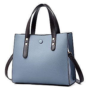 Women's Large Capacity Handbag Soft Faux Leather Crossbody Shoulder Bag Vegan Tote Purse (Blue)