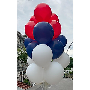 JODIDI 100 Pcs 12-Inch Navy Blue, Red, and White Party Balloons - Perfect for Independence Day，Halloween, Graduation, Birthday, Baby Shower, and Party Decorations