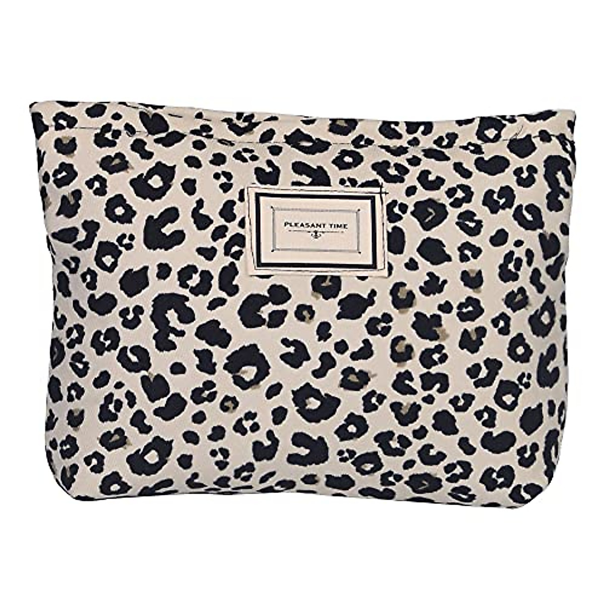 LYDZTION Leopard Print Makeup Bag Cosmetic Bag for Women,Large Capacity Canvas Makeup Bags Travel Toiletry Bag Accessories Organizer,White