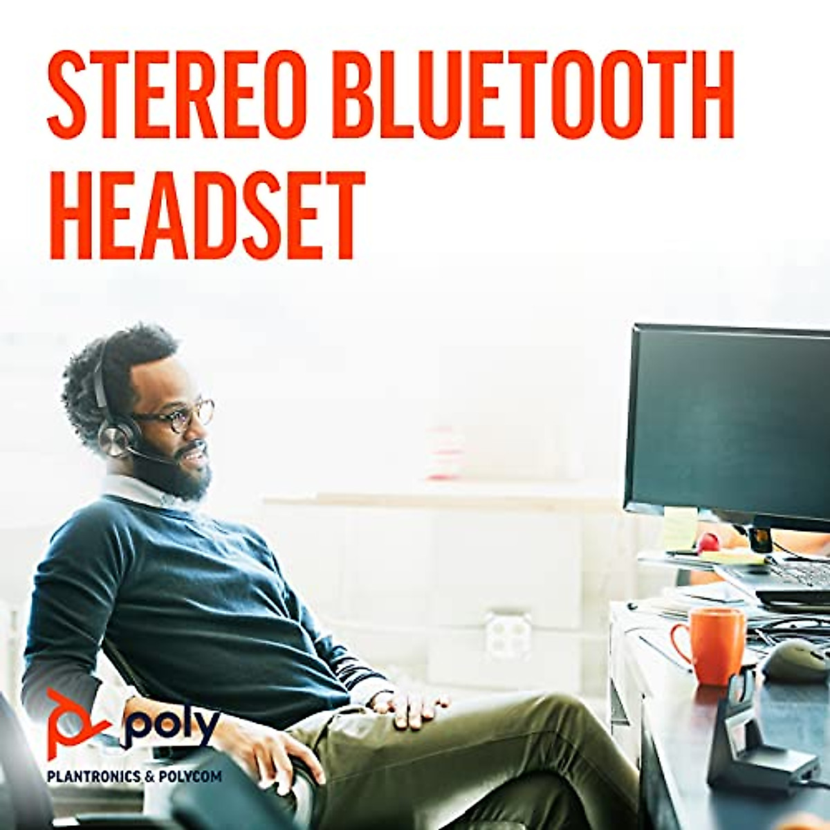 Poly - Voyager Focus 2 Office USB-A (Plantronics) - Bluetooth Dual-Ear (Stereo) Headset with Boom Mic - USB-A PC/Mac/Desk Phone Compatible - Active Noise Canceling - Works with Teams, Zoom & More