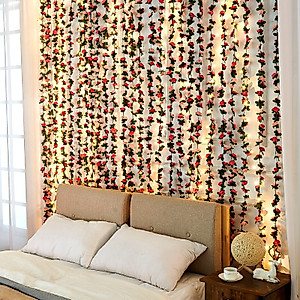 MARTINE MALL Flower Garland Rose Vines, 2 Strands 16.5Ft Rose Floral Vines Decoration for Bedroom, Room Table, Birthday, Wedding, Party, Garden, Wall Decor