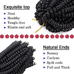 Spring Twist Hair - 8 Inch 6 Packs Spring Twists Crochet Hair for Women Black Synthetic Braiding Hair Low Temperature Fluffy Bomb Twist Hair Extensions, 1B