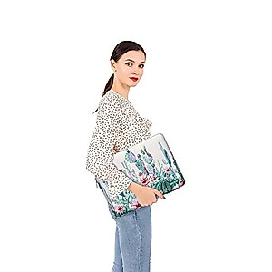 MOSISO Laptop Sleeve Case Compatible with MacBook Air/Pro, 13-13.3 inch Notebook, Compatible with MacBook Pro 14 inch 2023-2021 A2779 M2 A2442 M1, Cactus Polyester Vertical Bag with Pocket, White