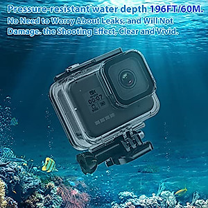 HONGDAK 60M/196FT Waterproof Housing Case for GoPro Hero 8 Black, Protective Underwater Dive Housing Case Shell with Bracket Accessories for Go Pro Hero8 Diving, Surfing, Bicycle, Climbing, Parachute