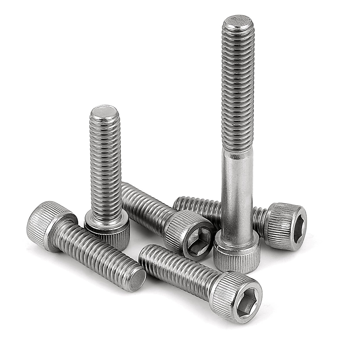 10-24 x 1/2" Socket Head Cap Screws, Full Thread, Allen Socket Drive, 304 Stainless Steel 18-8, Bright Finish, Quantity 50
