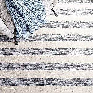 SAFAVIEH Easy Care Collection Accent Rug - 2'3" x 4', Grey & Ivory, Stripe Design, Non-Shedding & Easy Care, Machine Washable Ideal for High Traffic Areas in Entryway, Living Room, Bedroom (ECR115F)
