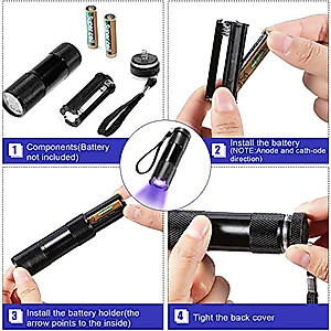 Roceei 10 Pieces UV Blacklight Flashlights, LED Light, Handheld, Mini Light Torch Detector, Portable UV Flashlight Torch for Pets Stains Urine (Purple Light)