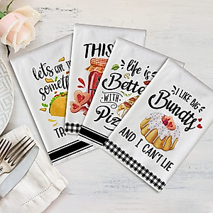 Hexagram Funny Kitchen Towels Set of 4, Cute Dish Towels for Kitchen Housewarming Kitchen Gifts for New Home, Tea Towels for Hostess