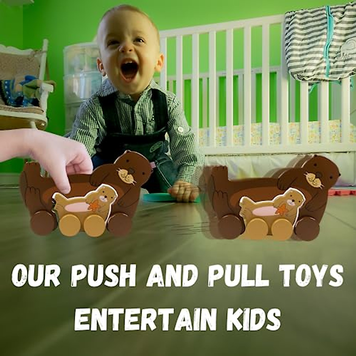 Jack Rabbit Creations Inc Big & Little Wooden Push Toy Otter