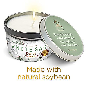 MAGNIFICENT 101 White Sage Smudge Candle for House Energy Cleansing, Banishes Negative Energy I Purification and Chakra Healing - Natural Soy Wax Tin Candle