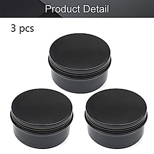 Othmro 3pcs 2.7oz Metal Round Tins Aluminum Tin Cans Containers with Screw Lid, 68 * 35mm(DxH) Black tin cans for Salve, Spices, Lip Balm, Tea or Candies 80ml