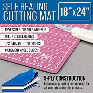 U.S. Art Supply 18" x 24" Pink/Blue Professional Self Healing 5-Ply Double Sided Durable Non-Slip Cutting Mat Great for Scrapbooking, Quilting, Sewing and all Arts & Crafts Projects