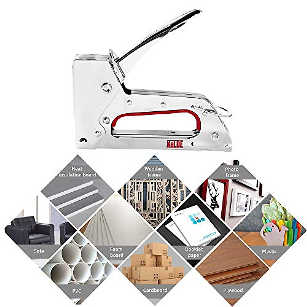 Hand Staple Gun Kit, KeLDE Light Stapler Tacker fit JT21 Staple, Includes 1500pcs 1/4, 5/16, 3/8 Inch Staples Set for Upholstery, DIY, Furniture, Material Repair, Carpentry