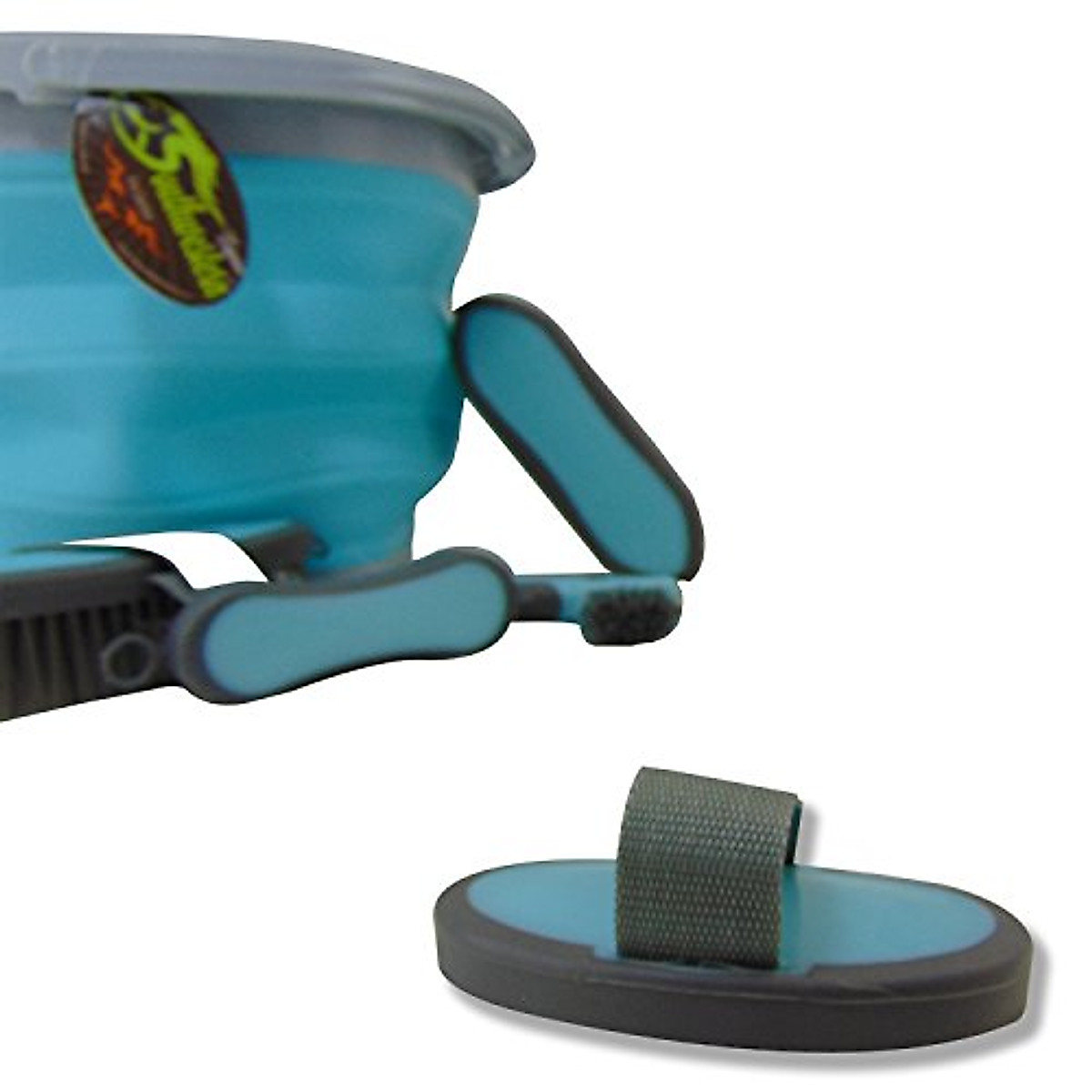 Collapsible Grooming Kit 10 Liter Bucket and 5 Grooming Tools by Southwestern Equine (Turquoise)
