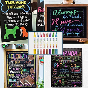 SOONPAM Liquid Chalk Markers Metallic Color Chalk Pens 6mm Bold Tip Erasable Liquid Chalk Pen for Blackboards Chalkboard Bistro Menu Window 8 Pack