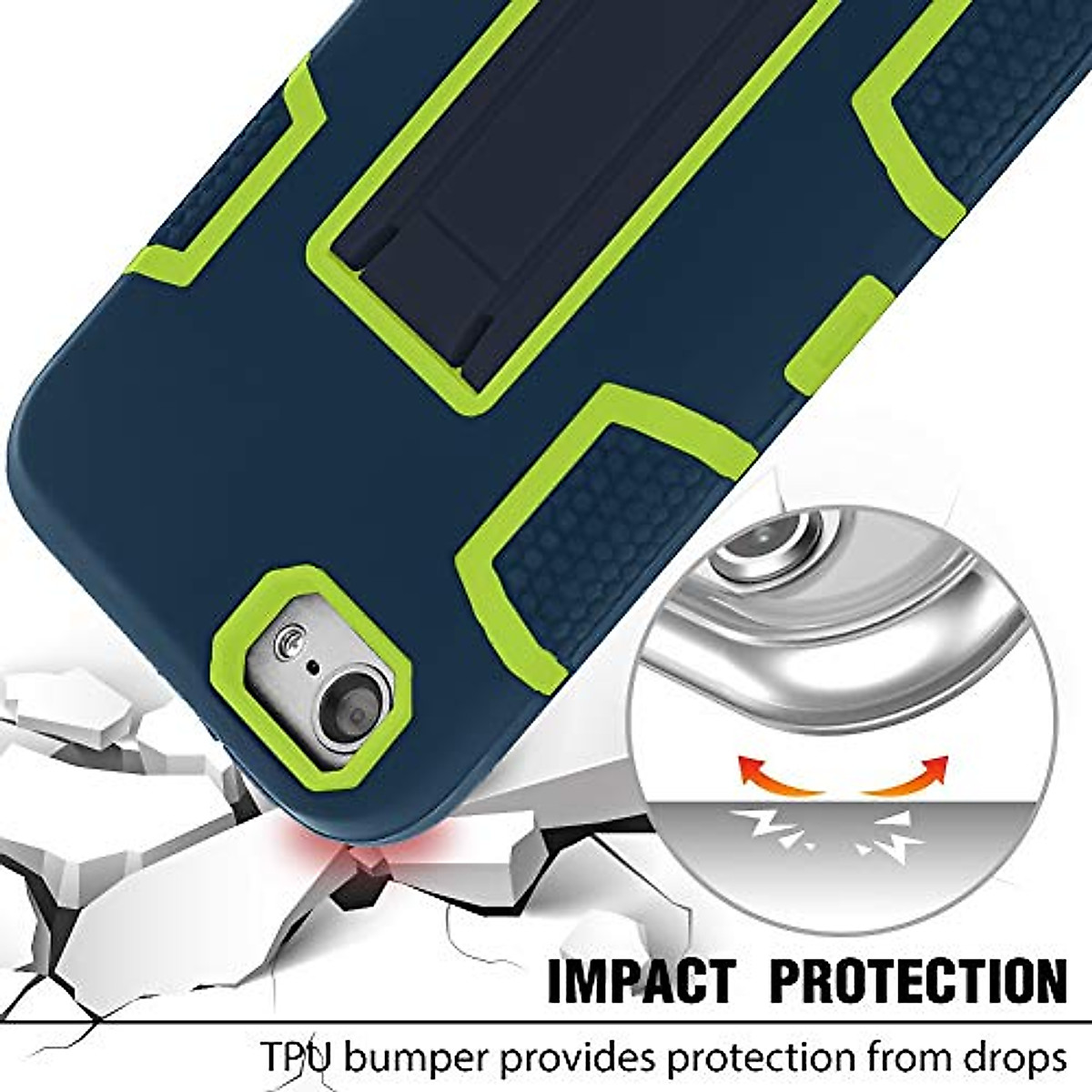 iPod Touch 7th Gen Case,iPod Touch 6th Gen Case,Kickstand Case for iPod Touch,Anti-Scratch Anti-Fingerprint Heavy Duty Protection Shockproof Rugged Cover Apple iPod Touch 2019,Blue