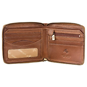 Visconti Hawking DRW31 Zip Around Mens Bifold Leather Wallet, Oak Tan, Medium