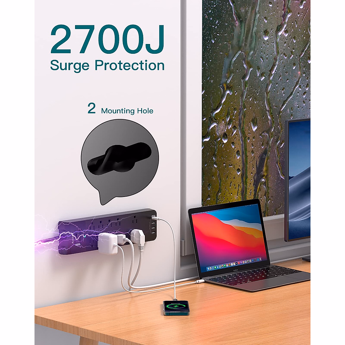 USB Wall Charger Surge Protector 5 Outlet Extender with 4 USB Charging Ports (1 USB C Outlet) & Power Strip Surge Protector with 10 Outlets and 4 USB Ports