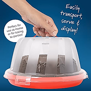 Cake Cupcake Carrier with Lid and Handle | 9" Round Cake Container Holder with Dome Cover | Plastic Pie Carrier Cake Storage Container | Easy Transport for Bunt Cake Keeper Platter Tray