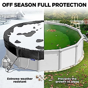 8 ft Pool Cover for Above Ground Pools, Solar Pool Cover with Drawstring Design, Round Pool Cover, Winter Swimming Pool Cover, Hot Tub Cover, Absorbs Heat, Protects from Debris, Black