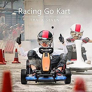 Track Seven Electric Go Kart 24V Battery Powered Electric Vehicle Car Racing Drift Car for Kids Ages 6-15,Compatible for McLaren Kids Go Kart,Bluetooth,8mph Max Speed