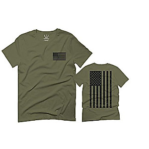 Vintage American Flag United States of America Military Army Marine us Navy USA for Men T Shirt (Olive Green, Large)