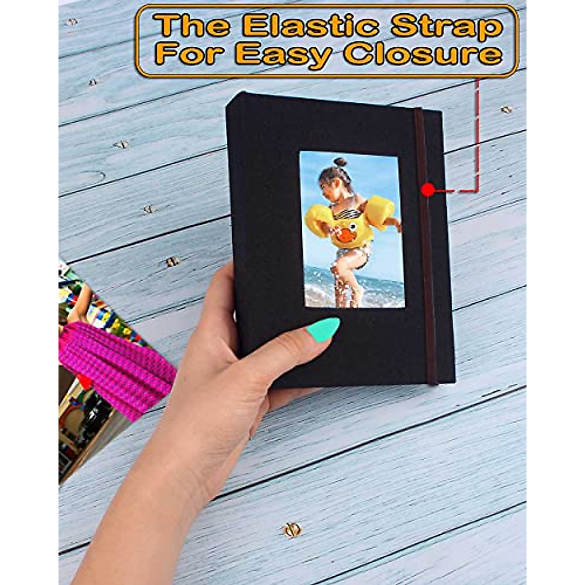 Small Photo Album 4x6 – Clear Pages, Linen Cover with Front Window, Pack of 2, Each Small Album Holds 52 Photos, Small Brag Book Photo Album for 4x6 Pictures, Black Fabric