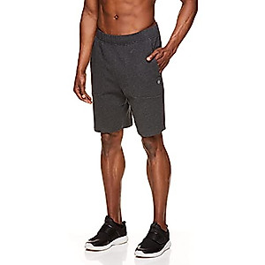 Gaiam Men's French Terry Yoga Shorts - Athletic Gym and Running Sweat Short with Pockets - Synergy Black Heather, X-Large