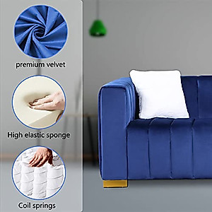 FCNEHLM Modern Velvet Sofa, 3 Seater Sofa for Living Room, Bedroom, Velvet Upholstered Sofa Couch with Stainless Steel Legs, 2 White Pillows Included