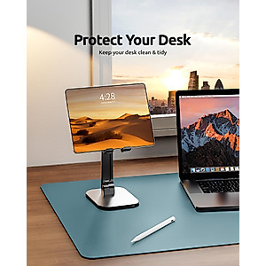 YSAGi Dual-Sided Leather Desk Pad, Office Desk Mat, PU Leather Desktop Protector, Large Mouse Pad, Laptop Desk Pad, Waterproof Desk Writing Pad for Office and Home (23.6" x 13.8", Blue+Grey)