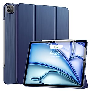 Soke for iPad Air 13 Inch Case (M2) 2024,iPad Pro 12.9 Case 2022 2021(6th 5th Generation) - [Slim Trifold Stand + Auto Wake/Sleep],Protective Hard PC Back Cover for iPad Air 13 inch (Navy)