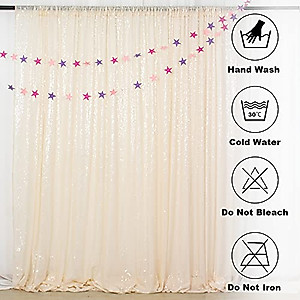 ShiDianYi 4FTX6FT-Ivory-SEQUIN Photo Backdrop, Beige Wedding Photo Booth, Photography Background Ivory Sequin Backdrop Curtain Glitter Backdrop for Parties