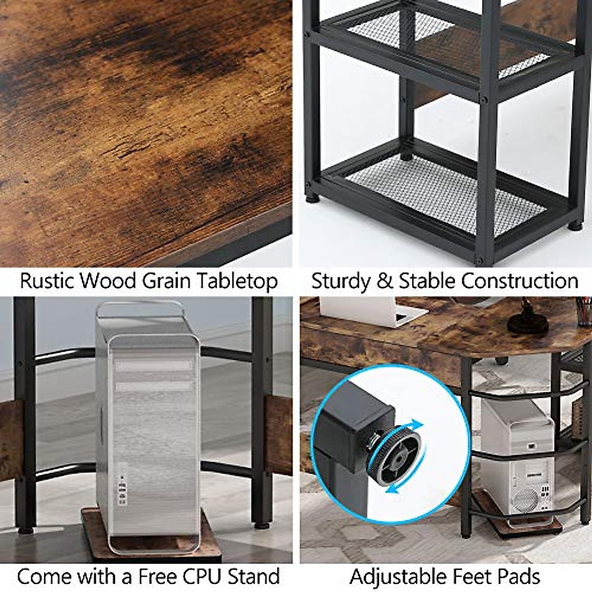 Tribesigns L Shaped Desk with Lift Top, Modern Sit to Stand Corner Computer Desk with Storage Shelves, Rustic Height Adjustable Standing Desk Workstation for Home Office (Rustic Brown)