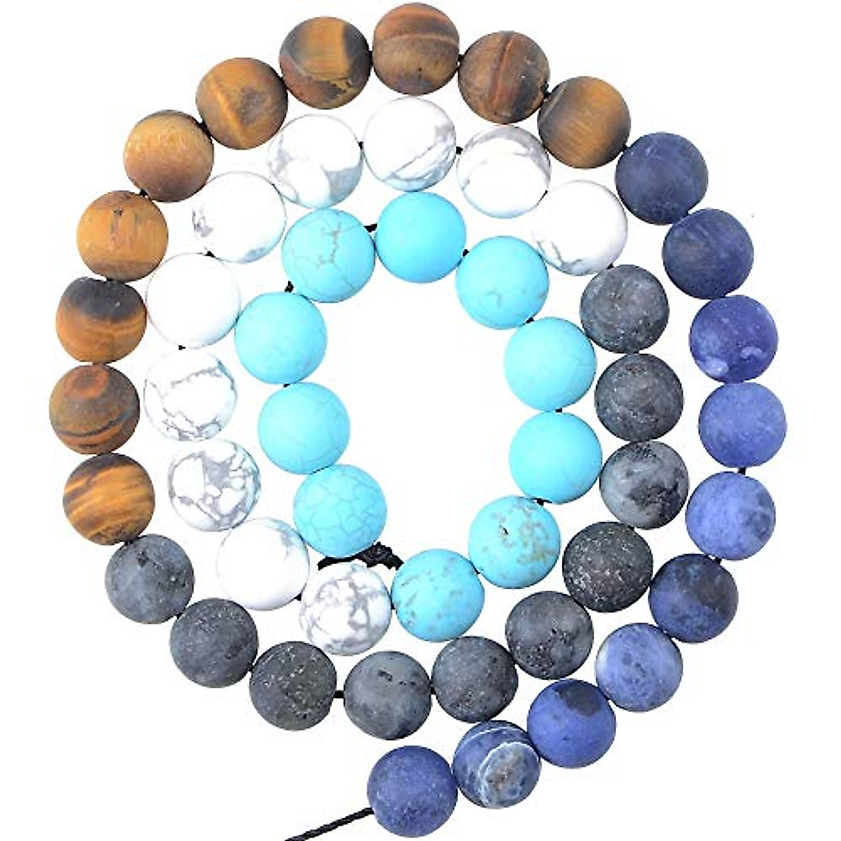 Massive Beads 140PCS 6MM Natural Crystal Beads Matte Mixed Stones Gemstone Round Loose Energy Healing Beads with Free Crystal Stretch Cord for Jewelry Making (Matte Mixed Stones, 6MM)