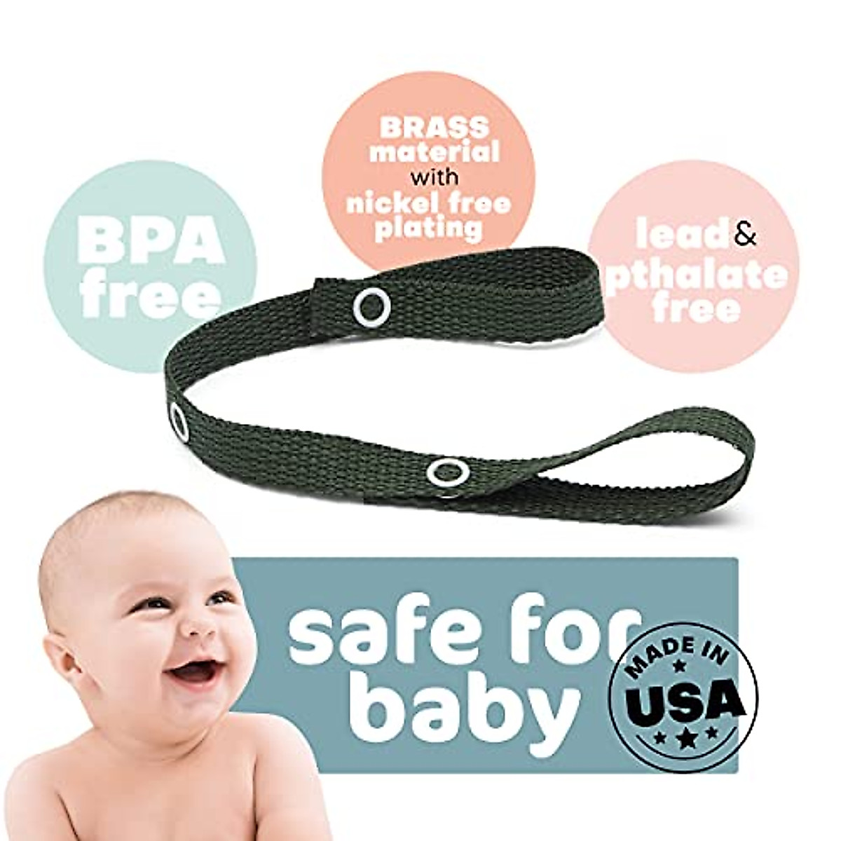 Baby Buddy Secure-A-Toy - Straps Toys, Teether, or Pacifiers to Strollers, Highchairs, Car Seats— Safety Leash With Adjustable Length to Keep Toys Sanitary & Clean, Pink/White 2 Count (Pack of 2)
