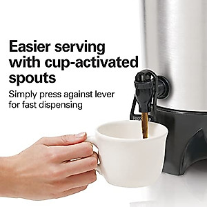 Hamilton Beach 45 Cup Coffee Urn and Hot Beverage Dispenser with Dual Spouts, Silver (40518)