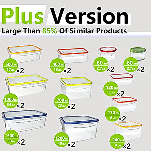 22 Pack Food Storage Containers with Lids, Reusable Plastic Meal Prep Containers, Microwave/Freezer/Dishwasher Safe Clear Airtight Containers