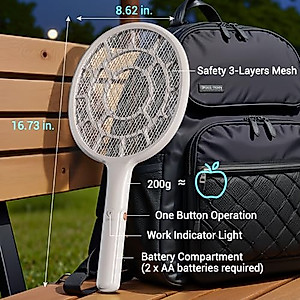 YsChois®, Electric Fly Swatter Racket - Bug Zapper Racket with Powerful Grid - Easy to Use, Lightweight - Indoor & Outdoor Use - Empirical Use Tips (Included) - AA Battery Required (Not Included)