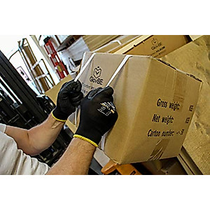 GlovBE 12 Pairs Grip All-Purpose Work Gloves with Latex Coated Palm, Black (XL)